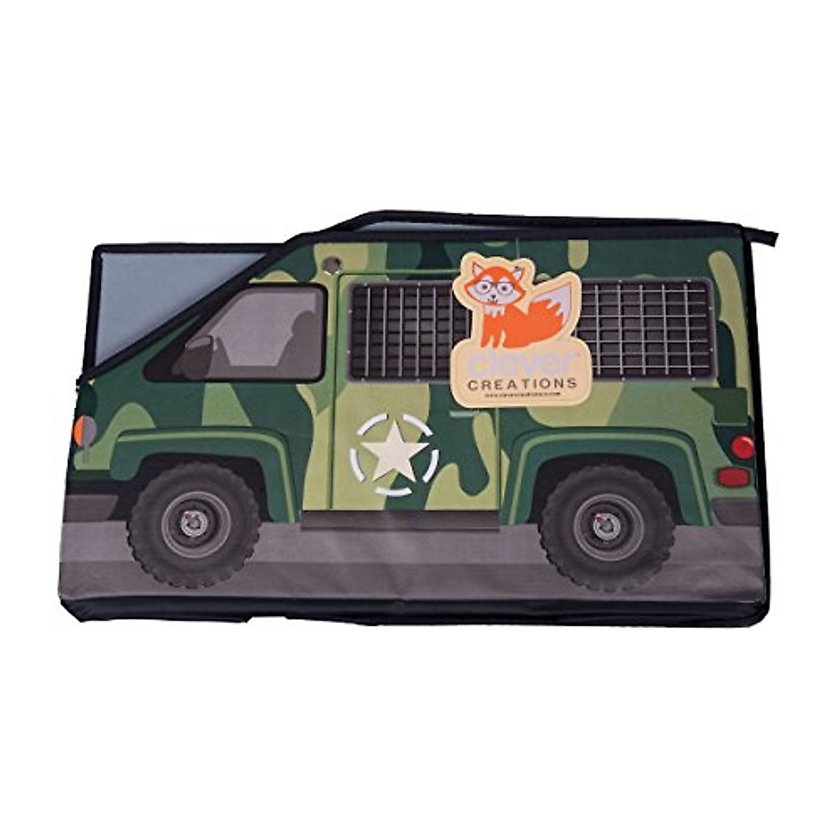 Clever Creations Kids Collapsible Storage Organizer and Ottoman, Perfect Vehicle Themed Toy Chest for Storing Books, Shoes, Games and More, Camo Truck