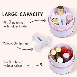 Embagol Eyelash Glue Storage Container Eyelash Storage Container Tank Eyelash Extensions Adhesive Jar Stand Makeup Case Cosmetic Storage Tank for Women Pink…