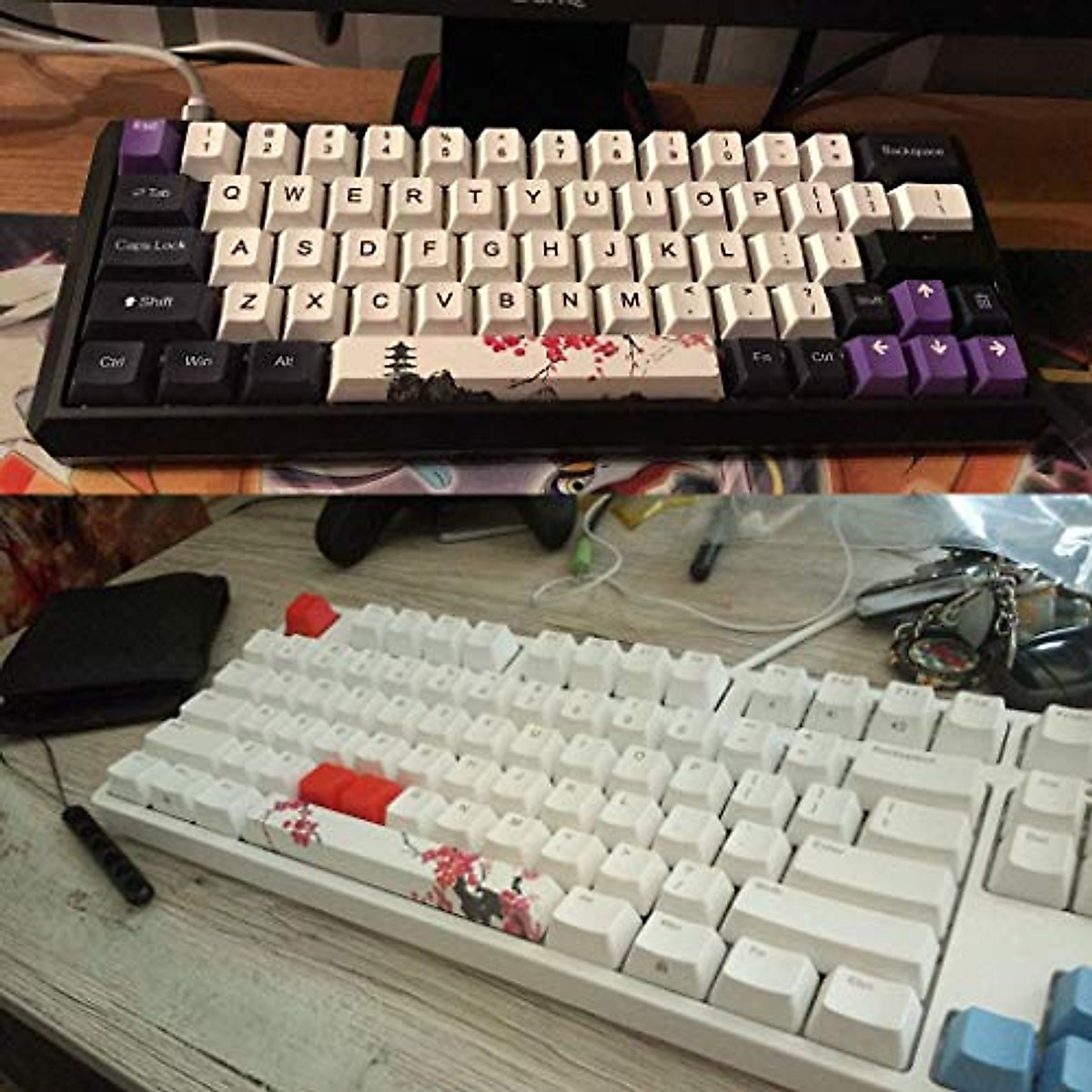 Spacebar Keycap, 5-Side Dye-subbed PBT Spacebar Keycap 6.25U Cherry Profile Keycap for DIY Mechanical Gaming Keyboard