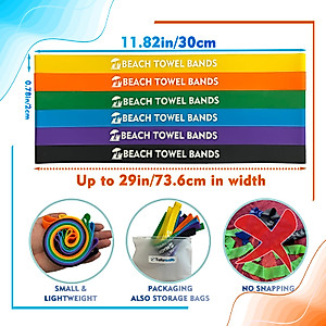 Tailoreadily 6 Pack Towel Bands, Beach Pool Cruise Chair Essentials, Keep Towel from Blowing Away, Beach Accessories for Vacation Must Haves, Great Alternative to Beach Towel Clips, Multicolor