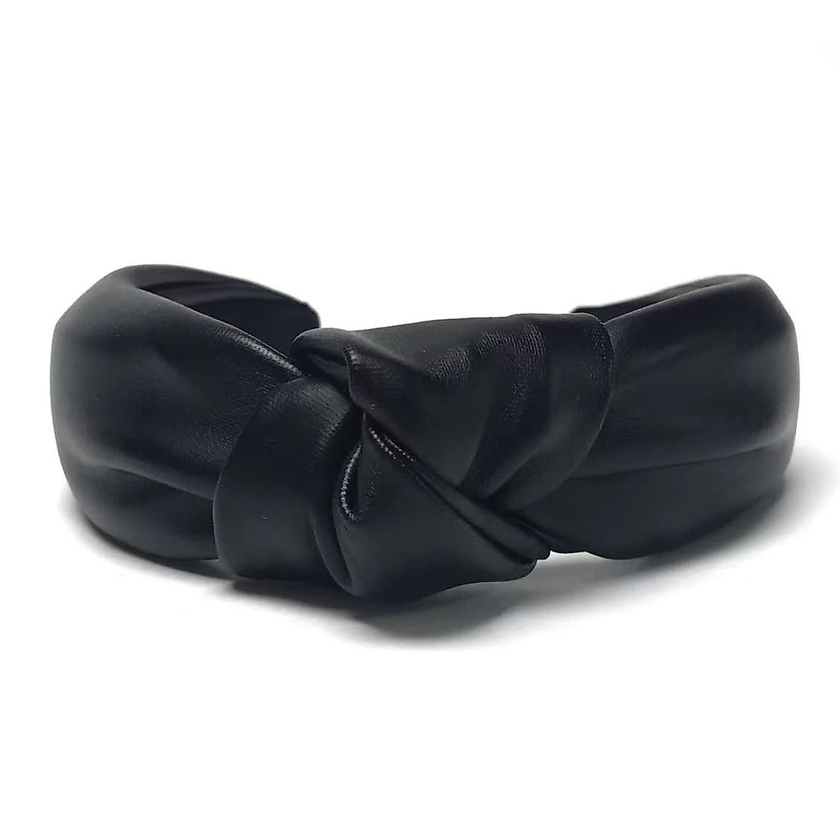 Huachi Headband, Knotted Headbands for Women Black Leather, Fashion Headbands for Women Top Knot Headband for Girls