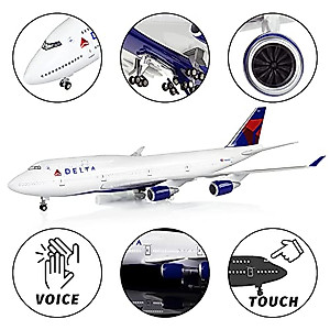 Lose Fun Park 1:130 Scale Large Airplane Model Delta Boeing 747 Plane Models Diecast Airplanes with LED Light for Collection or Gift
