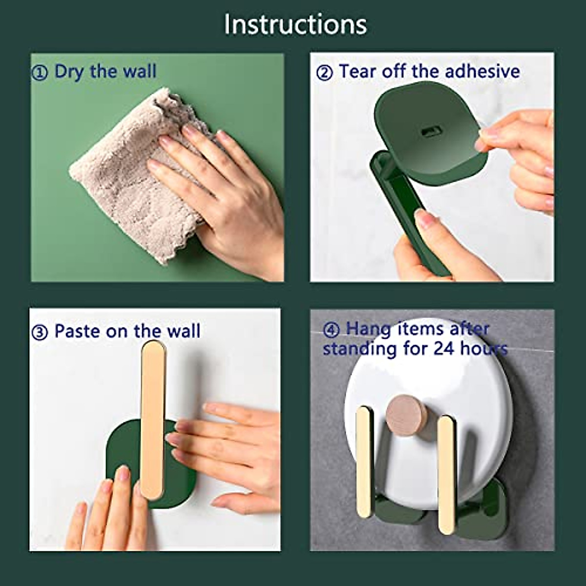 Jearytop Large Multi-Function Hook Utility Paper Towel Holder Wall Mount Adhesive Utility Hooks Seamless Kitchen Bathroom Organizer Hook for Hanging Coat Key Shoes Towels ups Hook Paper Holder 8pcs