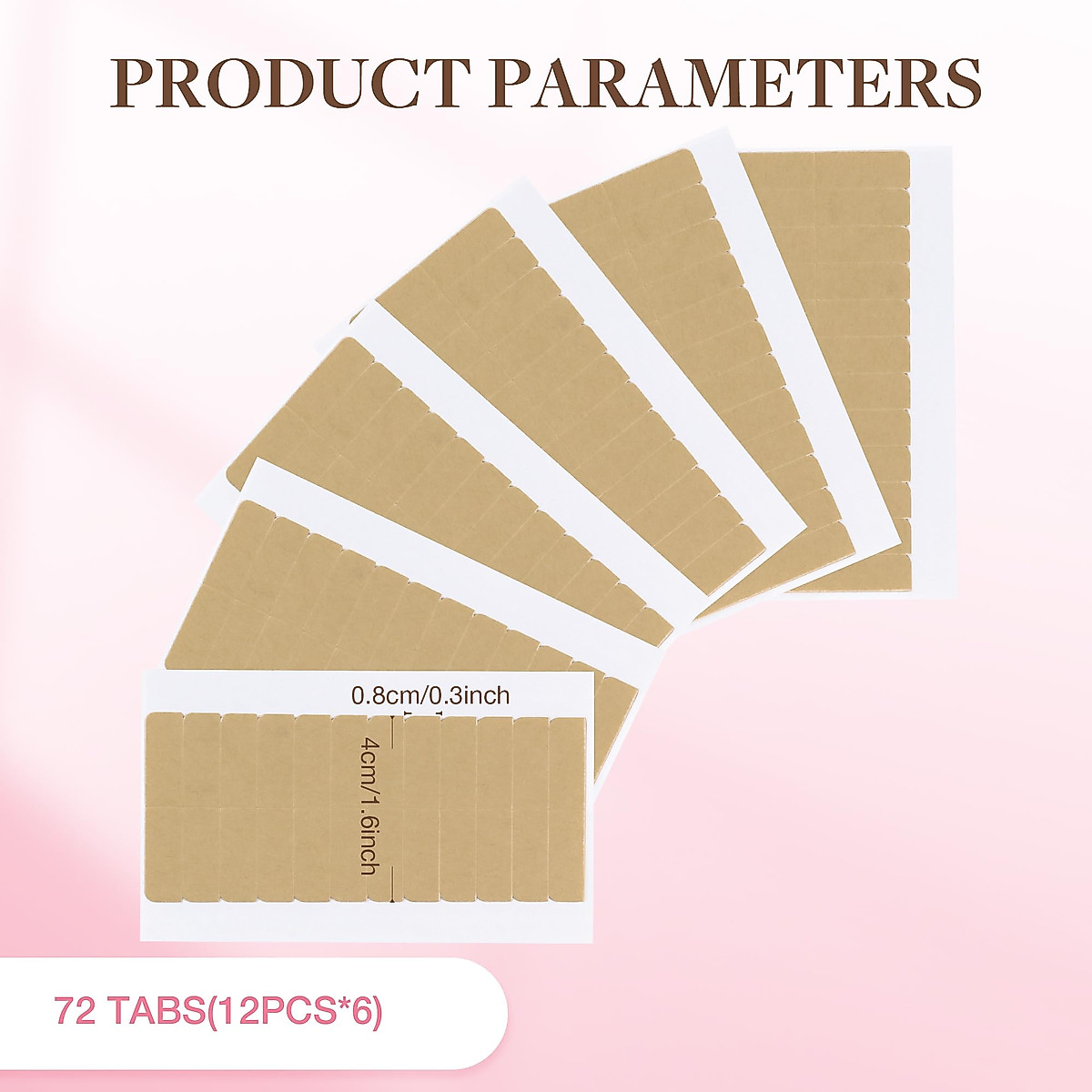 GOO GOO Hair Extension Tape Double Sided Adhesive Replacement Tape, Professional Strong Tapes for Tape in Hair Extensions 72pcs, 1.6 * 0.3inch per Piece