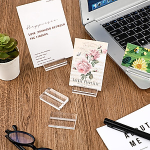 Dimeho Acrylic Place Card Holders, 10 Pcs Acrylic Stands Name Card Holders Clear Table Number Stands Picture Display Holder for Wedding Dinner Home Party Events Decoration (1.97× 1.18 Inch)