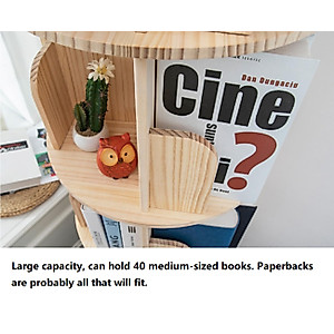 Heehee Rotating Bookshelf 360 Display Floor Standing Bookcase Storage Rack for Kids&Adults Multi-Functional Bookshelf Organizer (3-Tier)