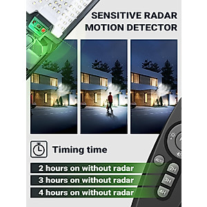 WONYO 1500W Solar Street Lights, Solar Parking Lot Lights with Remote Control & Radar Sensor, Waterproof IP65 Auto On/Off Solar Outdoor Light for Garden, Yard, Path, Basketball Court, Road