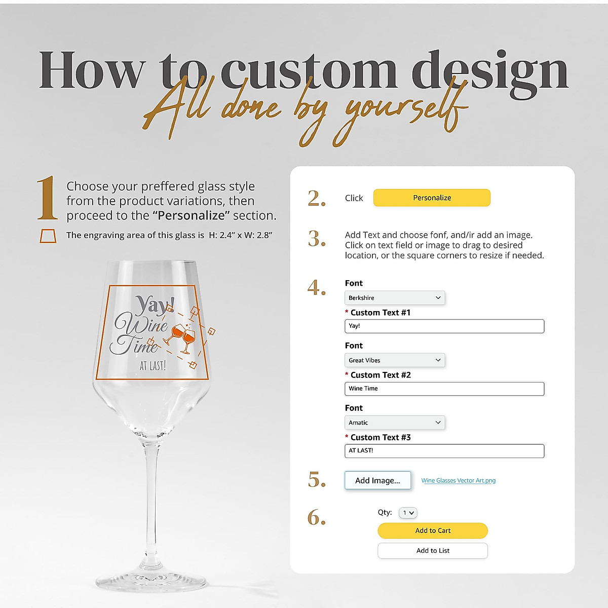 Custom 18oz Crystal Wine Glass with Your Custom Logo Design or Personalized Text - Permanent Laser Engraving - Wedding Favors, Corporate Gifts, Birthdays, Parties or Events