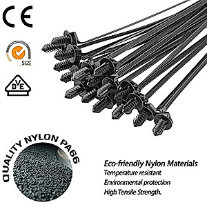 80 Pack Nylon Push Mount Cable Zip Tie, 8.3"x0.18" Heavy Duty Nylon Push Mount Self Locking UV Resistant Assortment for Indoor Wire Tying (Black)