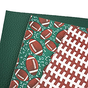 David Angie Football Soccer Ball Printed Faux Leather Sheet PU Textured Grain Leather Sheet Assorted 6 PCS 7.9" x 13.4" (20 cm x 34 cm) for Hair Accessories DIY Crafts Making (Ball)