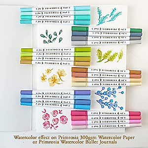 Primrosia 24 Pastel Dual Tip Markers, Fine Tip and Brush. Perfect for art, illustration, drawing, calligraphy and bullet journals
