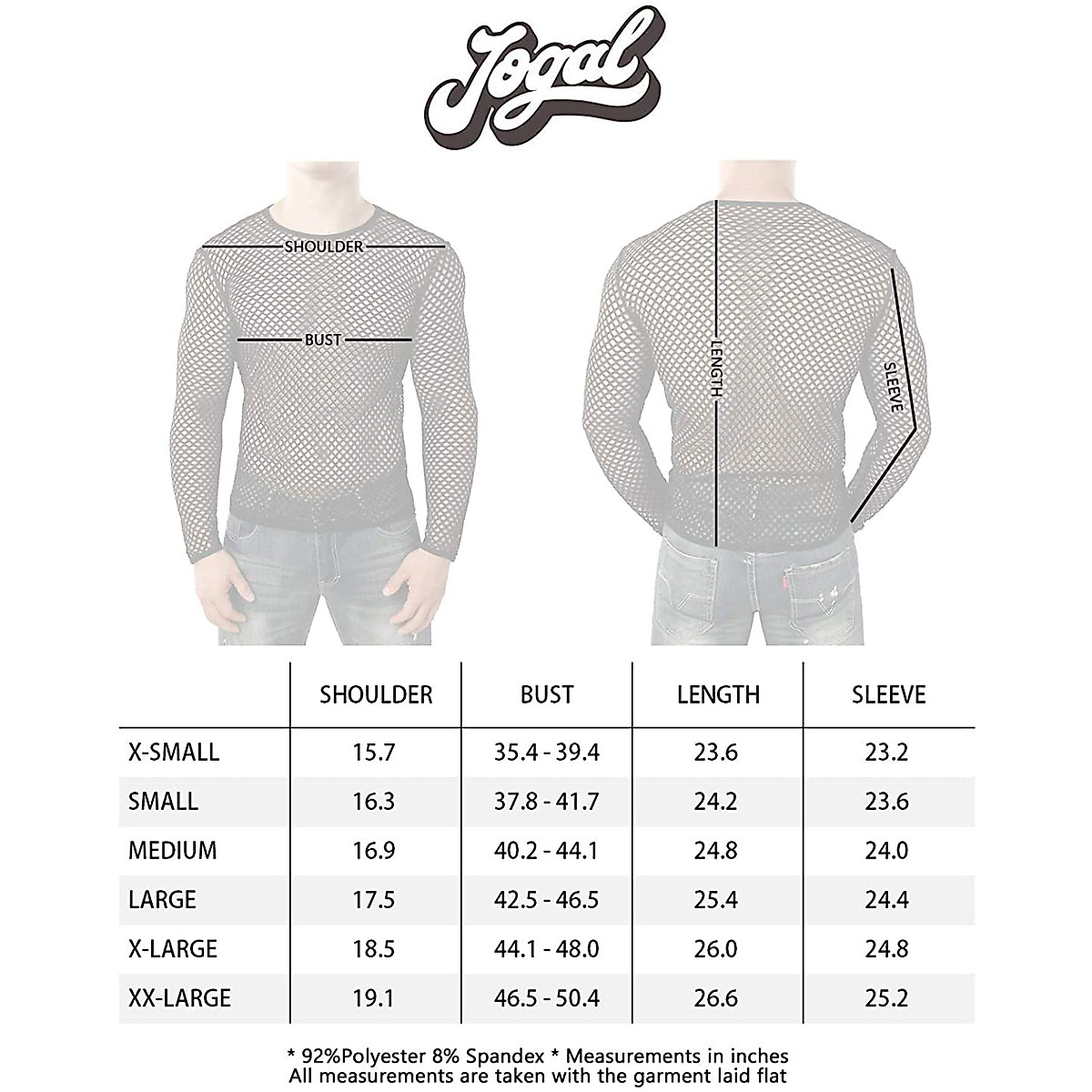 JOGAL Men's Mesh Fishnet Fitted Long Sleeve Muscle Top Small WG04 ArmyGreen