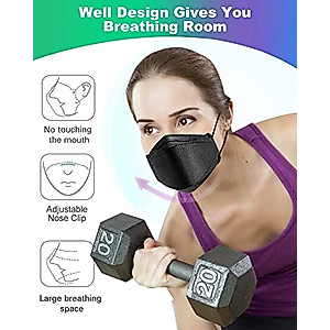 WCOLAS Face Mask Disposable, KF94 Masks for Adults, 60 PCS Masks Disposable Colorful, Face Shield Mask