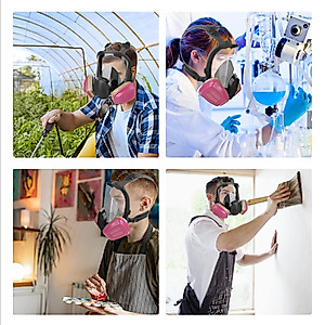 WjjWff Full Face Respirator Mask - Gas Mask With 60926 Activated Carbon Air Filter，For epoxy resin，grinding, hazardous waste handling, paint preparation, petrochemical, pharmaceuticals, welding
