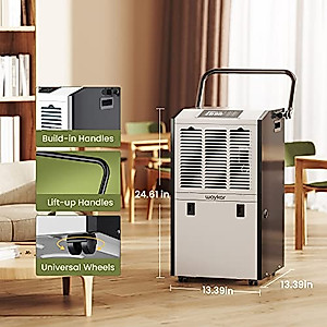 Waykar 155 Pints Large Commercial Dehumidifier with Drain Hose and Water Tank, Industrial Dehumidifier in Large Space up to 8000 Sq. Ft for Home, Basements, Whole House, Library, 5-Year Warranty