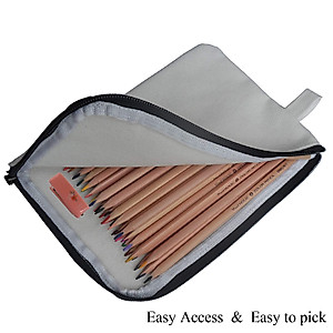 Enyuwlcm 16oz Canvas Zipper Bag Small Makeup Pouch Flat Pencil Pouch 2 Pack Black and White