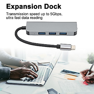Multi-Port USB Type-C Hub,Mini 4 in 1 Multi Splitter Docking Station for Laptops,3 USB2.0 Ports,1 USB3.0 Port,5Gbps,Connect Mouse/Keyboard/Camera/Card Reader/Disk