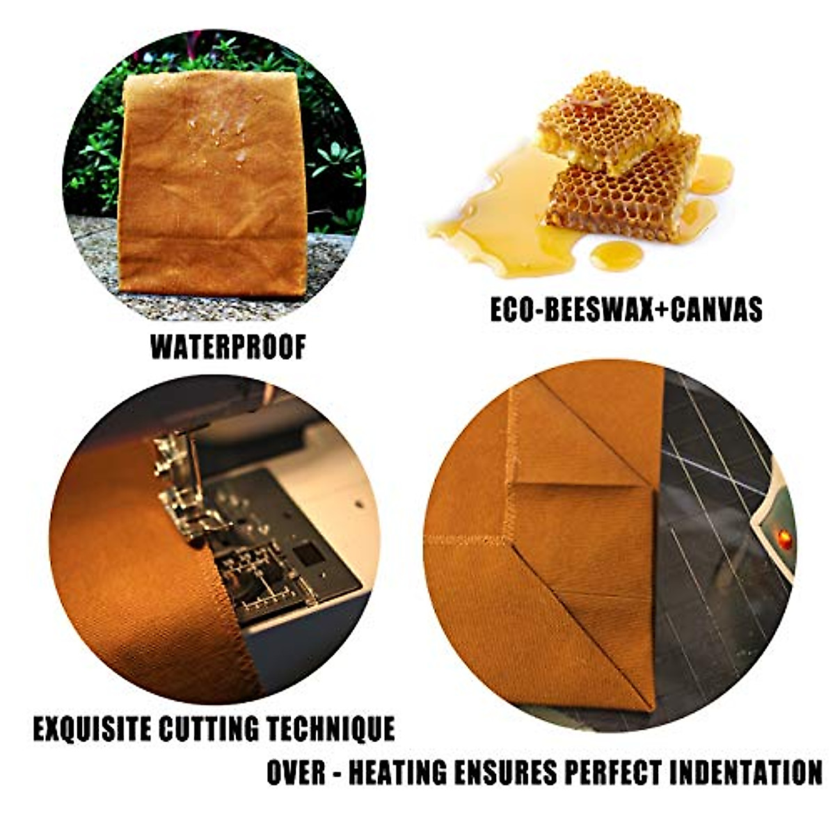 Waxed Canvas Lunch Bags Brown Paper Bag Styled - Classic Updated - Reusable and Washable, Worthbuy Lunch Box for Men & Women