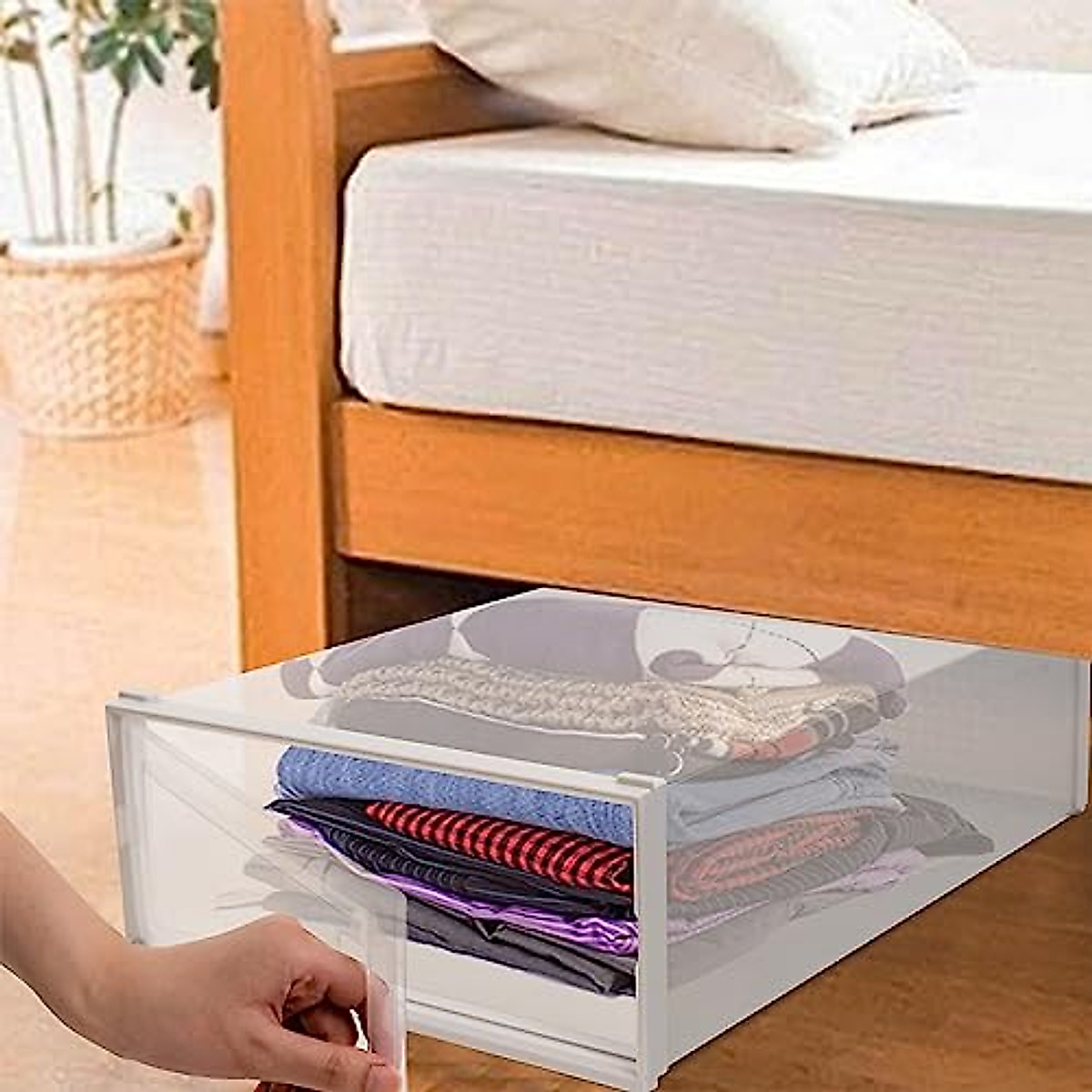 EazeHome Boot Box, Boot Storage, Boot Storage Solutions, 8 Pack Plastic Boot Storage Boxes, Stackable Storage Bins, Tall Boot Storage, Boot Storage Boxes for Tall Boots, Under Bed Boot Storage