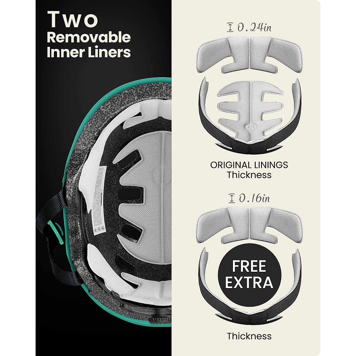 OutdoorMaster Skateboard Cycling Helmet - Two Removable Liners Ventilation Multi-Sport Scooter Roller Skate Inline Skating Rollerblading for Kids, Youth & Adults - M - Sea Green