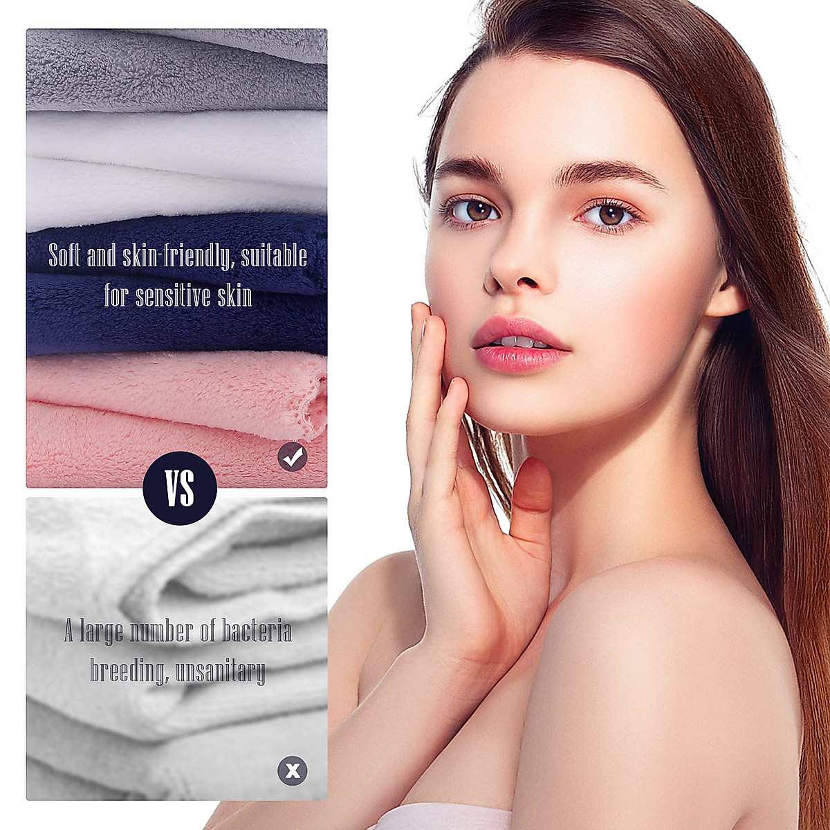 16 Count Premium Makeup Remover Cloths- Super Soft Not Wear Skin - 8×8 Inches - Highly Absorbent Microfiber Coral Velvet Fingertip Face Towels Washcloths for Hand and Make Up, Quick Dry- Multicolor