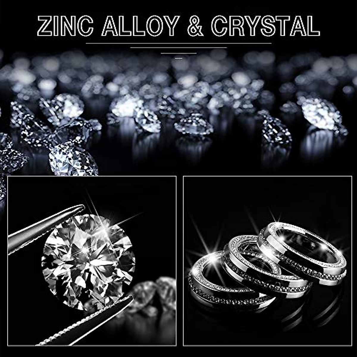 CARFIB Car Interior Bling Accessories for VW Volkswagen Arteon Atlas CC e-Golf Golf Alltrack Golf R Passat Tiguan AC Knobs Control Decals Stickers Cover Parts Men Women Zinc Alloy Crystal Silver 3Pcs