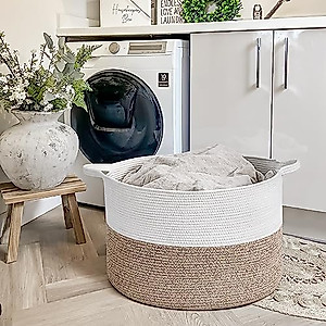 Goodpick Large Cotton Rope Basket, 83L Big Woven Storage Basket, Blanket Organizers and Storage, Baby Nursery Laundry Basket, Extra Large Toy Bin for Storage, 21.7 x 13.8 inches