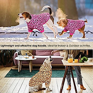 AOFITEE Dog Hoodie, Leopard Printed Dog Hoodies Sweatshirt, Winter Warm Dog Coat with Hat, Dog Pullover Hooded Shirts, Dog Cold Weather Apparel for Small Medium Large Dog