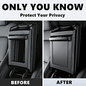HZGAMER One-Touch Hidden Storage Box Fit for Tesla Accessories Model 3 / Y 2023 2022 2021, Armrest Console Organizer for Card Keys Coin Money - ONLY You Know