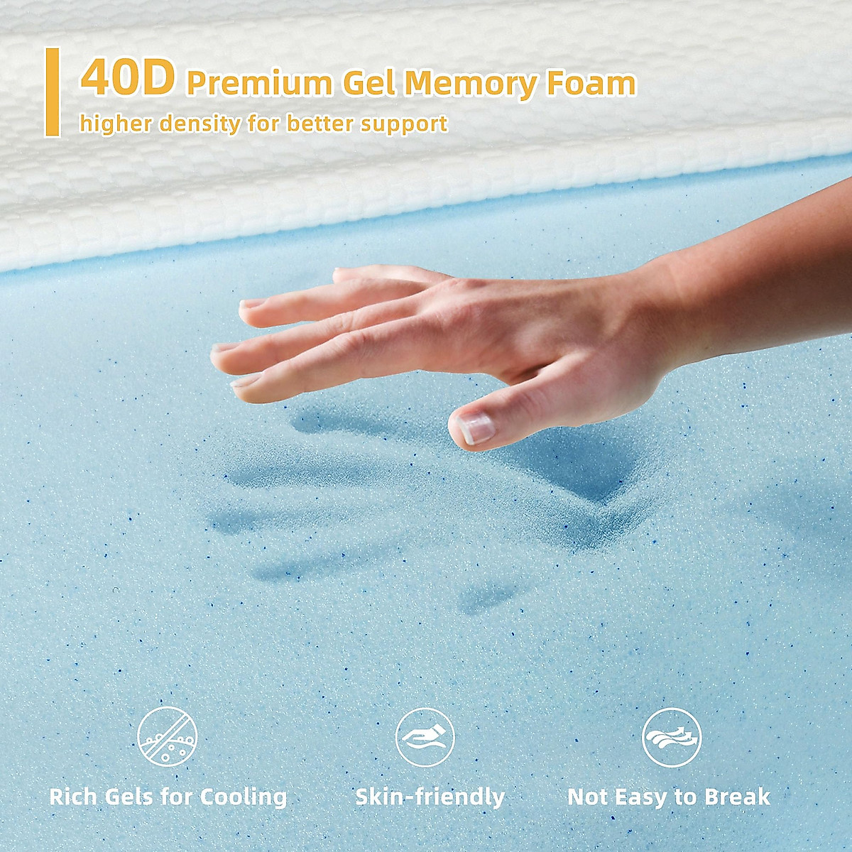 YITAHOME Memory Foam Mattress Topper Queen, 3 Inch Gel Firm Bed Toppers, Breathable Soft Vents Holes Mattress Pad with Removable Washable Cover