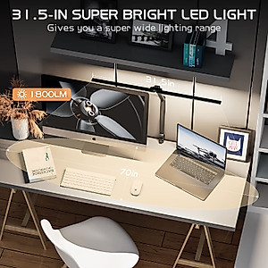 Torchlet Desk Lamps for Home Office, 24W Architect Desk Lamp with Clamp, 31.5" Wide Adjustable LED Desk Light, Stepless Dimming Modern Desk Lamp, Double Head Office Lamp for Workbench Drafting, Task