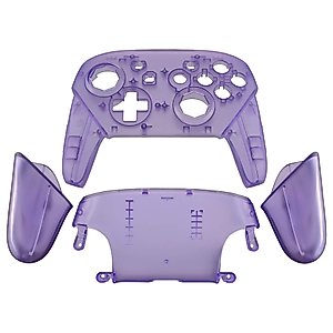 eXtremeRate Clear Atomic Purple Octagonal Gated Sticks Faceplate Backplate Handles, DIY Replacement Grip Housing Shell Cover for Nintendo Switch Pro Controller- Controller NOT Included