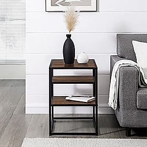 Walker Edison Contemporary Floating Shelf Side Table, 16 Inch, Dark Walnut