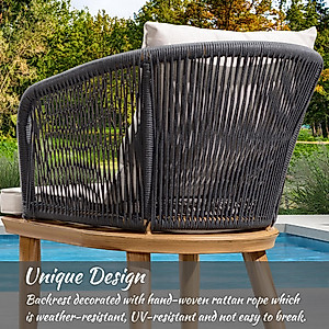 PURPLE LEAF Patio Dining Chair Set Modern Wicker Outdoor Furniture Seating for Garden Deck Kitchen Backyard 2 Pieces Aluminum Bistro Set, Cushions and Pillows Included