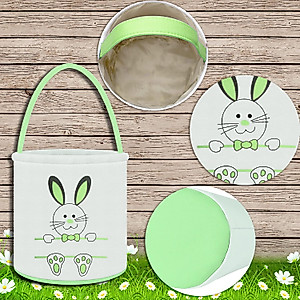 Doxrmuru Easter Basket for Kids Easter Bunny Basket Easter Gift Bags Eggs Hunt Bag Boys Girls Easter Tote Bag Easter Decorations (Green)