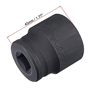 uxcell 1/2" Drive by 30mm 6-Point Impact Socket, CR-V Steel 1.77" Length, Shallow Metric Sizes