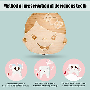 Dengyi Baby Tooth Box, Kids Keepsake Organizer for Baby Teeth, Wooden Tooth Fairy Box for Boy or Girl to Keep the Wonderful Childhood Memory (Girl)