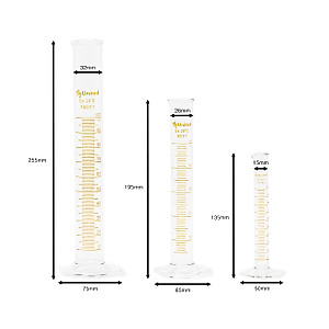 United Scientific™ Advanced Glassware Set of 9, Beakers 50ml, 100ml, 250ml, Class A Cylinder 10ml, 50ml & 100ml & Erlenmeyer Flasks 50ml, 100ml & 250ml