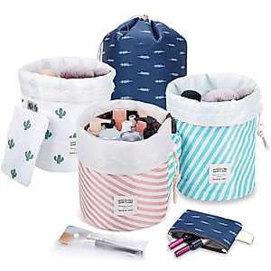STAY GENT Counting Mars 4 Pieces Portable Drawstring Makeup Bag, Large Capacity Waterproof Cosmetic Bag for Home and Travel