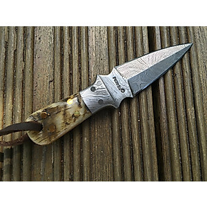 Perkin Handmade Knife - Damascus Steel Hunting Knife - Neck Knife