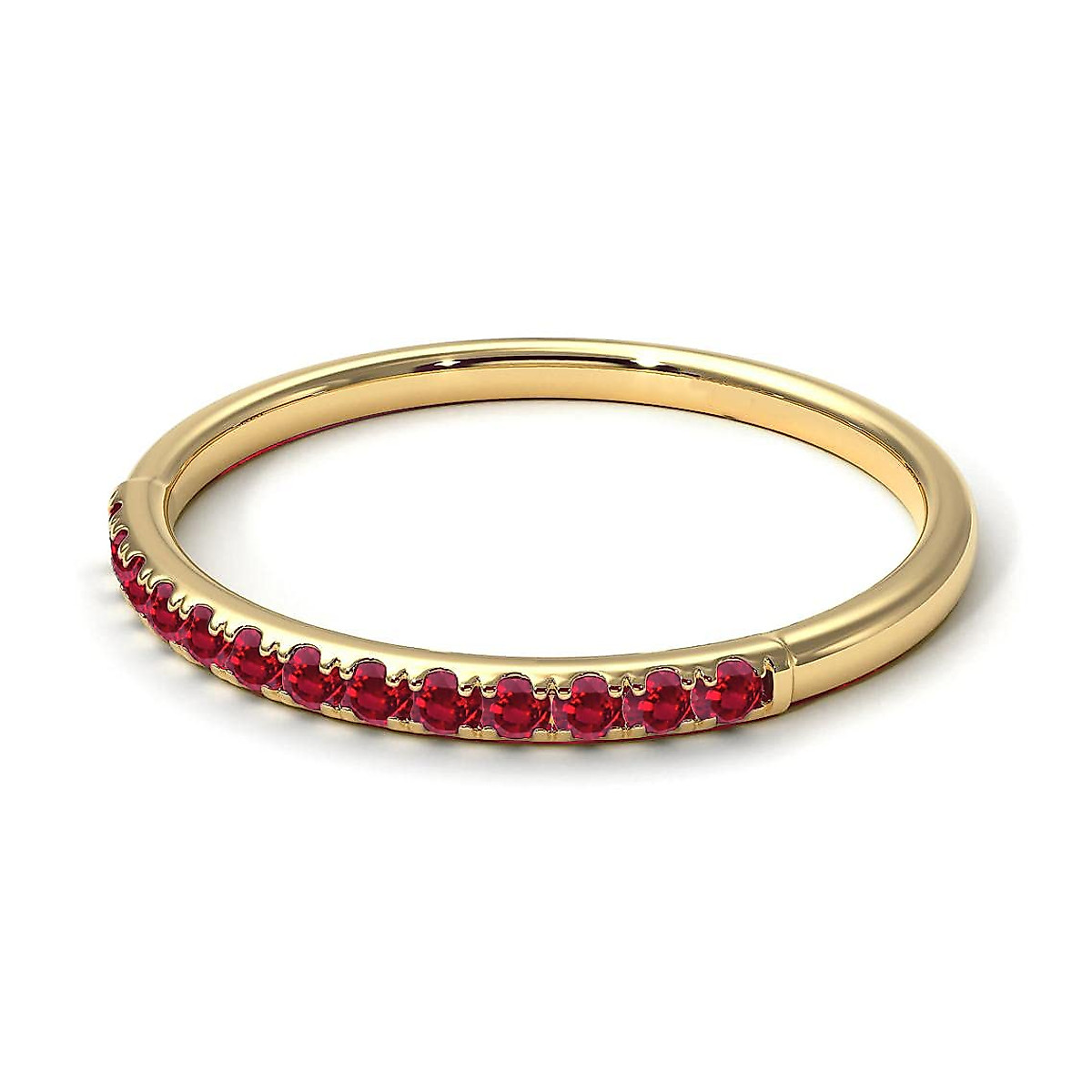 Gemsonclick New Year's Gifts Jewelry mom Gift Hand Made Thin Rings Created Ruby 18K Gold Plated February Birthstone Jewelery Size 6