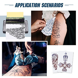 Tattoo Transfer Stencil Machine with 30 Pieces A4 Tattoo Transfer Paper Tattoo Printer Machine Thermal Stencil Paper Printer Mini Thermal Copier Printer for Tattoo Supplies (Silvery Grey)