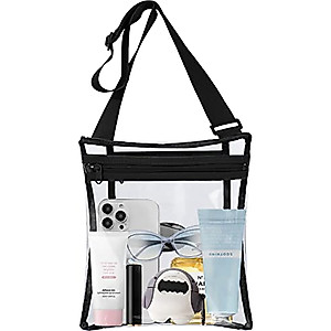 BAGAIL Clear Bag Stadium Approved Cross-Body Shoulder Messenger Bag Clear Purse with Adjustable Strap