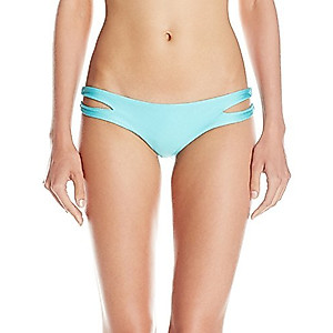 Luli Fama Women's Borrachera De Mar Zig Zag Open Side Moderate Bikini Bottom, Aruba Blue, X-Small