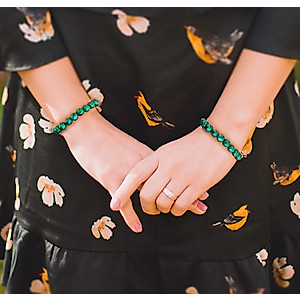 YOOESTORES82 Malachite Bracelet Set,Handmade Gemstone Beaded Stretch Bracelets for Women Men Yoga Bracelet Stone Crystal Beads Bracelets (A)