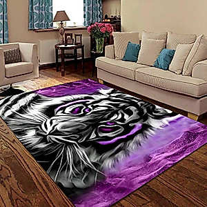 White Tiger Rug Area Rug for Living Dinning Room Bedroom Kitchen, Nursery Rug Floor Carpet Yoga Mat