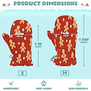 Christmas Gingerbread Boys Girls Gloves Holiday Sugar Glazed Winter Toddler Mittens Warm Baby Kids Snowboarding Gloves Ski Gloves for Skiing Outdoor Sport M