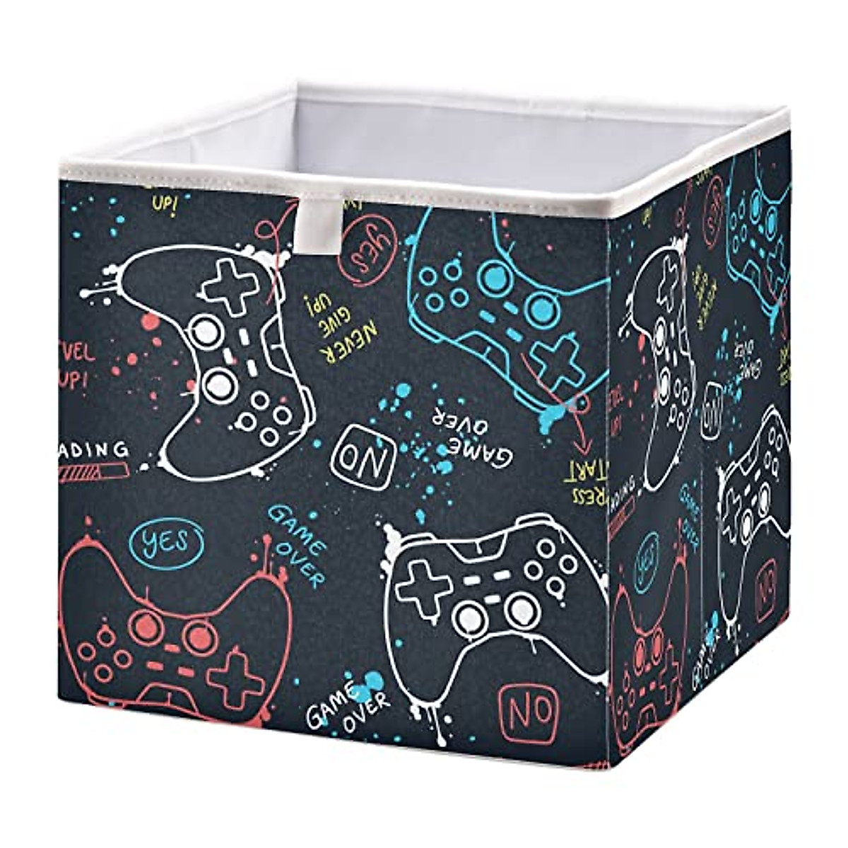 Open Home Storage Bins Foldable Cube Organizers Gamer Pattern Closet Storage Bins for stairsteps