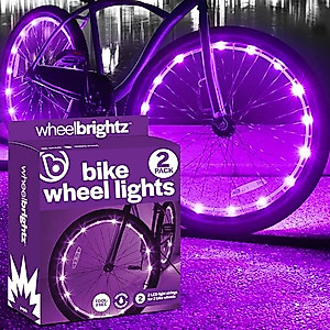 Brightz WheelBrightz 2-Pack Bike Wheel Lights, Purple - LED Bike Lights for Tires - Bike Lighting Parts & Accessories - Outdoor Summer Fun for Boys and Girls