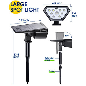 Biling Solar Spot Lights Outdoor, Bright 700 Lumen Solar Outdoor Lights IP67 Waterproof Adjustable Solar House Lights for Patio Pathway Yard Garden Driveway Tree - Warm White(6 Pack)